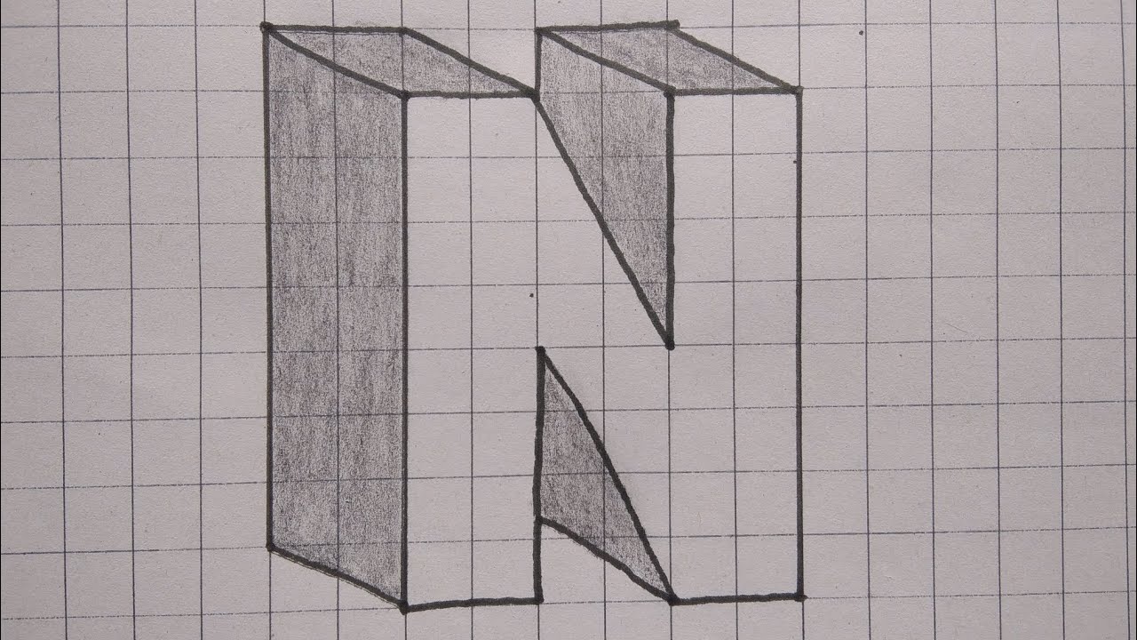 how to draw 3d letter n easy | 3d drawing | 3d letter n | - YouTube
