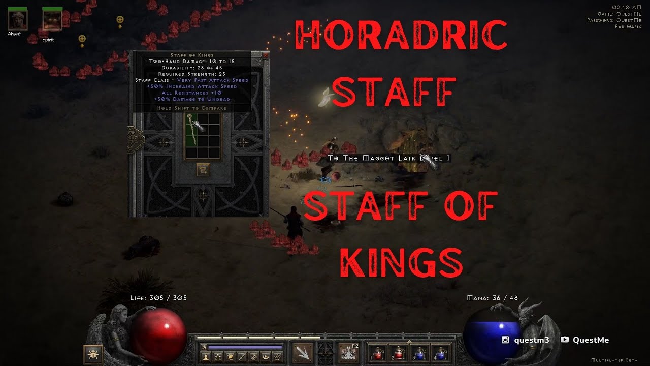 Diablo 2 Resurrected Act 2/Quest 2- The Horadric Staff / Staff of Kings ...