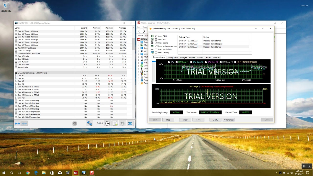 Alienware 17.3" R4 AIDA64 CPU Stability Test - YouTube