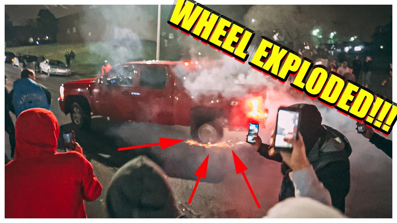 Truck's TIRE EXPLODED and SPARKS FIRE during a MASSIVE BURNOUT.. INSANE ...
