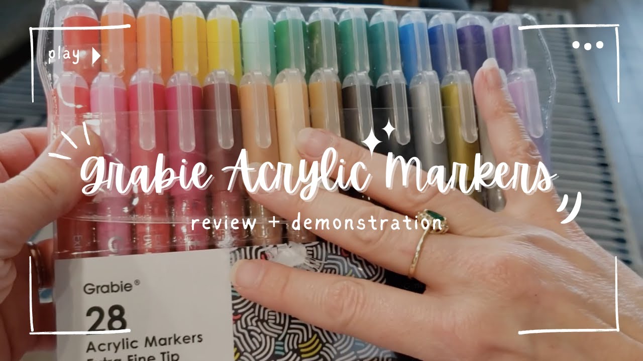 Review & Demo: Grabie Acrylic Paint Pens - 28 Color Extra Fine Tip ...