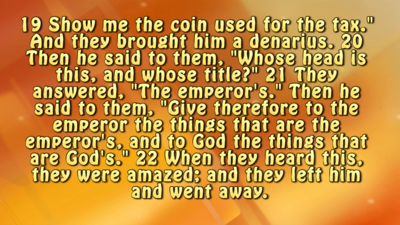 Matthew 22 15 22 Scripture video - YouTube