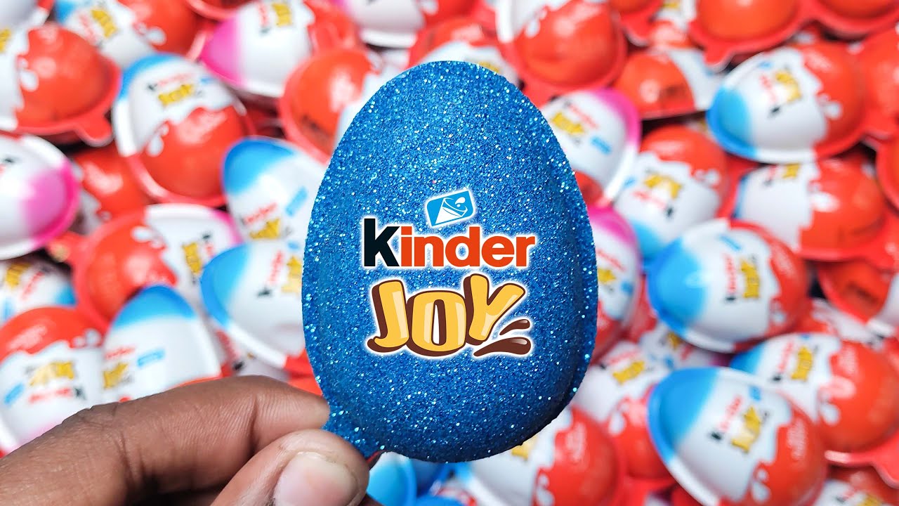 NEW! Blue Colored Glitter Kinder Joy opening ASMR - A lot of Kinder ...