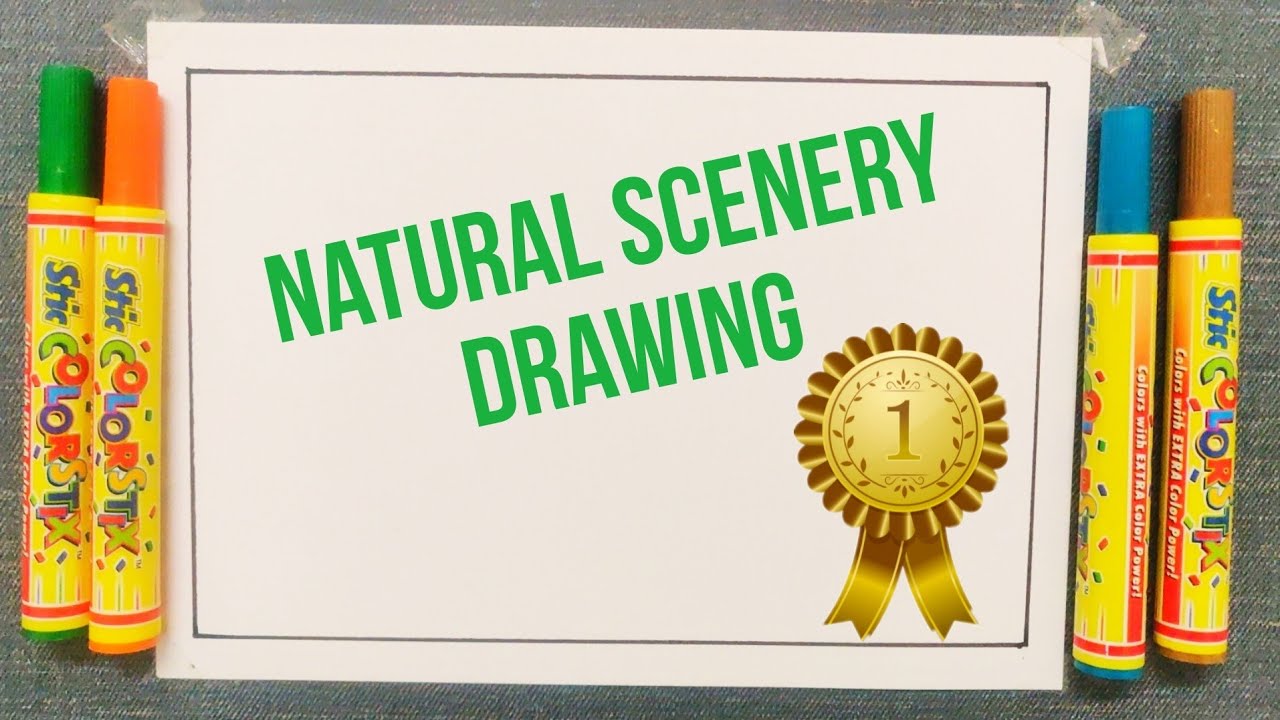 How to draw natural scenery for beginners | Mountain river scenery ...