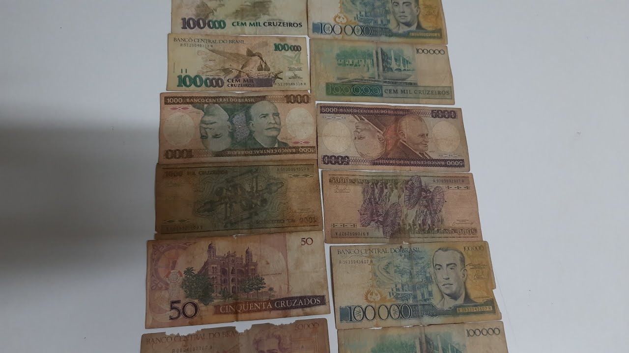 VEJA UMA COLEÇÃO DE NOTAS ANTIGAS DE CRUZEIRO, CRUZADO, E SEUS VALORES ...