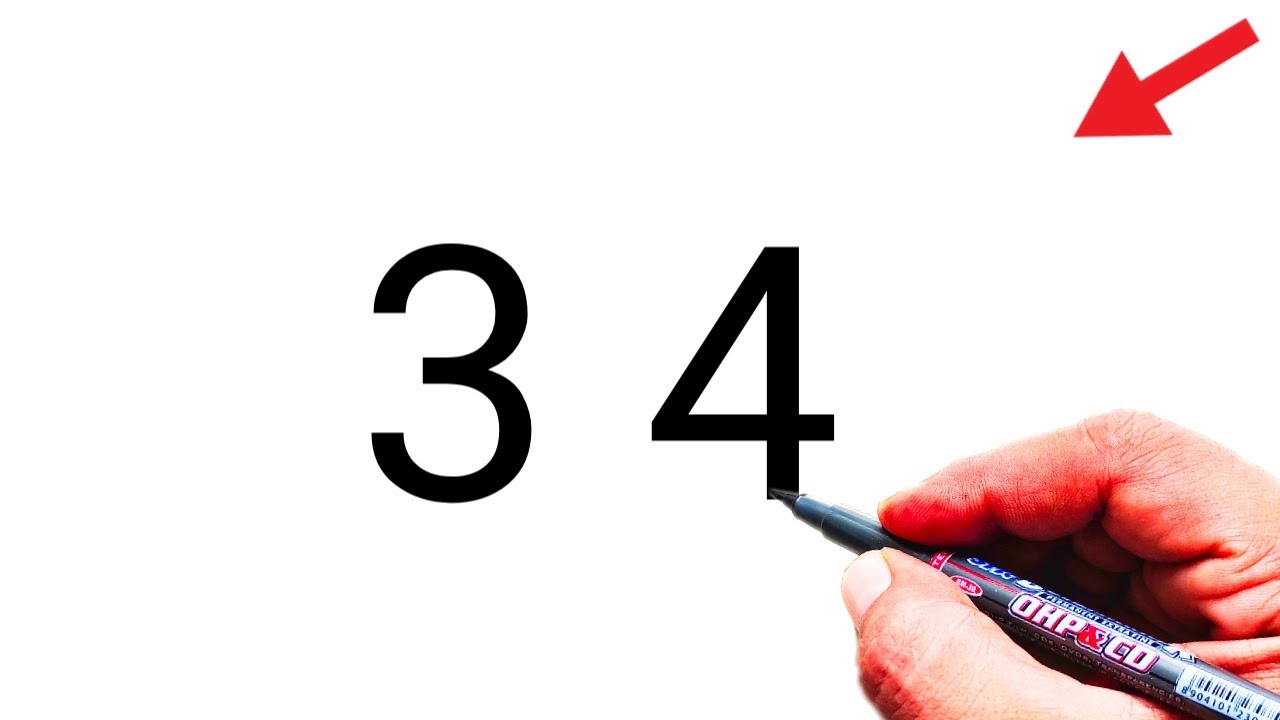 How To Draw Crane From Number 34 | Easy Crane Drawing | Number Drawing ...