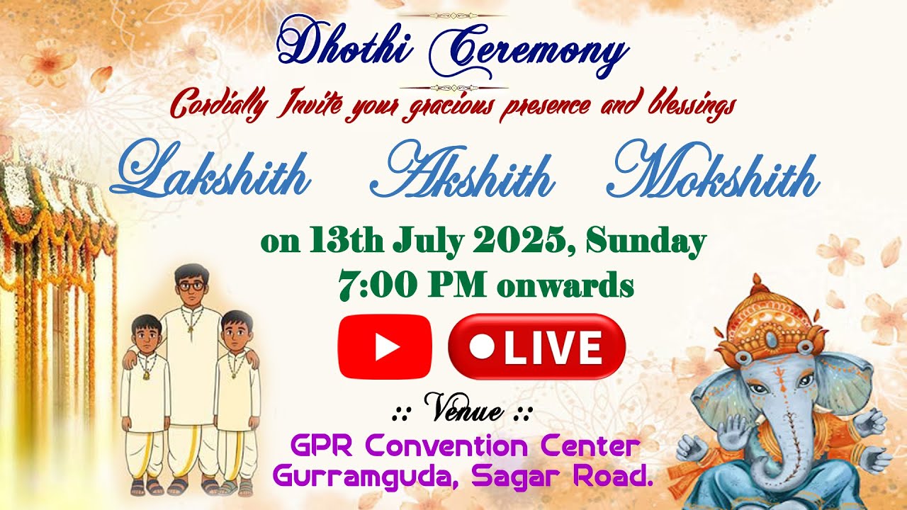 Lakshith, Akshith, Mokshith Dhoti Ceremony Live || Studio9 Productions ...