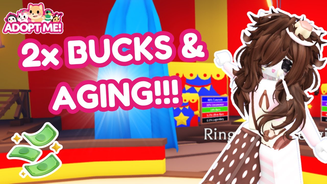 2x ADOPT ME BUCKS & AGING!!!🎪 grinding, getting bucks, age up pots ...