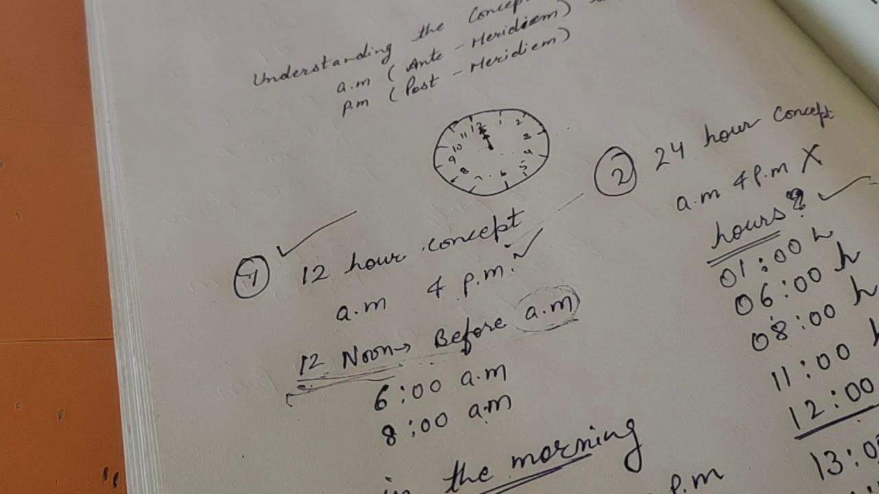 Understanding the use of 12 hour and 24 hour concept & draw timeline ...