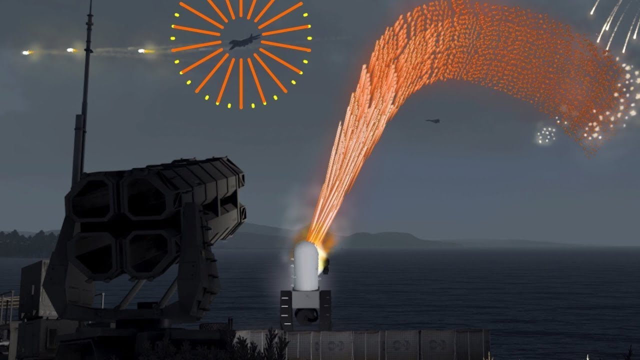 C RAM in Action shoots Low Flying Fighter Jets Low Close Flyby CRAM Simulation - 409 - YouTube