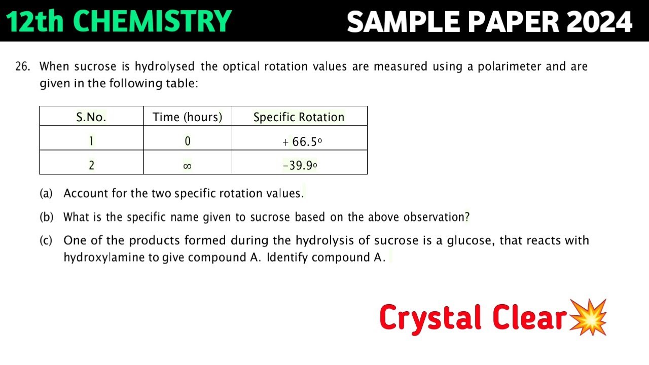 When sucrose is hydrolysed the optical rotation values are measured ...