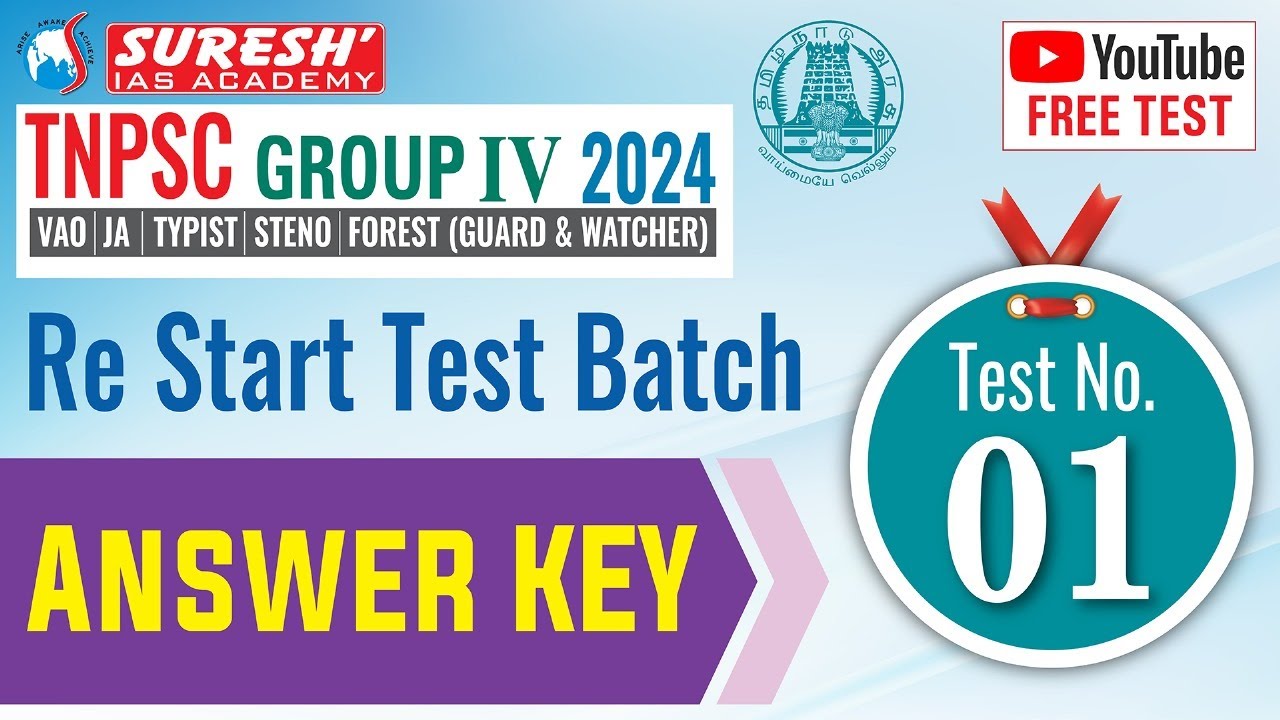 Restart | TEST-01 | ANSWER KEY EXPLANATION | You tube | TNPSC | Group ...