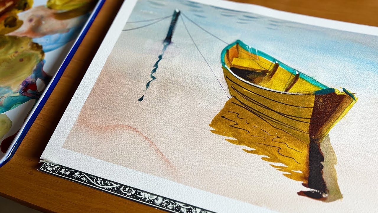 Barque Aquarelle en 3 Couleurs (TUTO) - YouTube