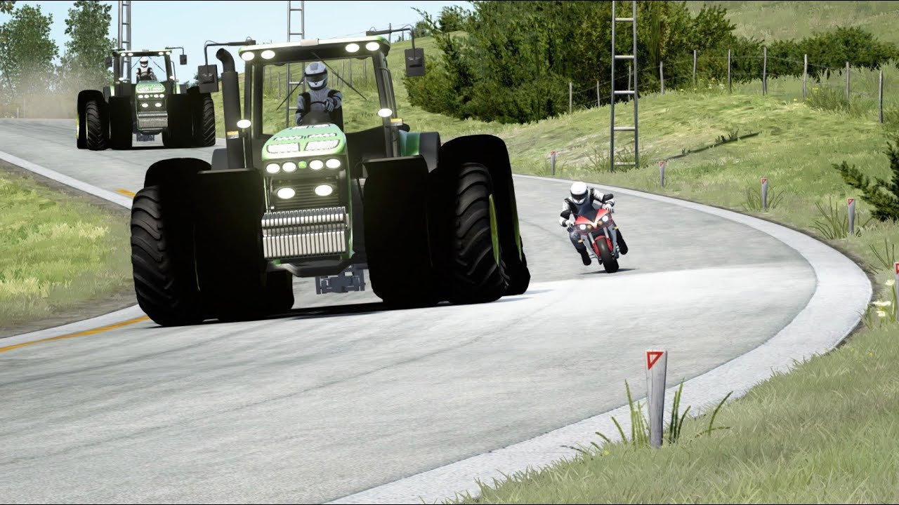 Yamaha ZYF-R1 vs Monster John Deere Tractor at Old SPA - YouTube