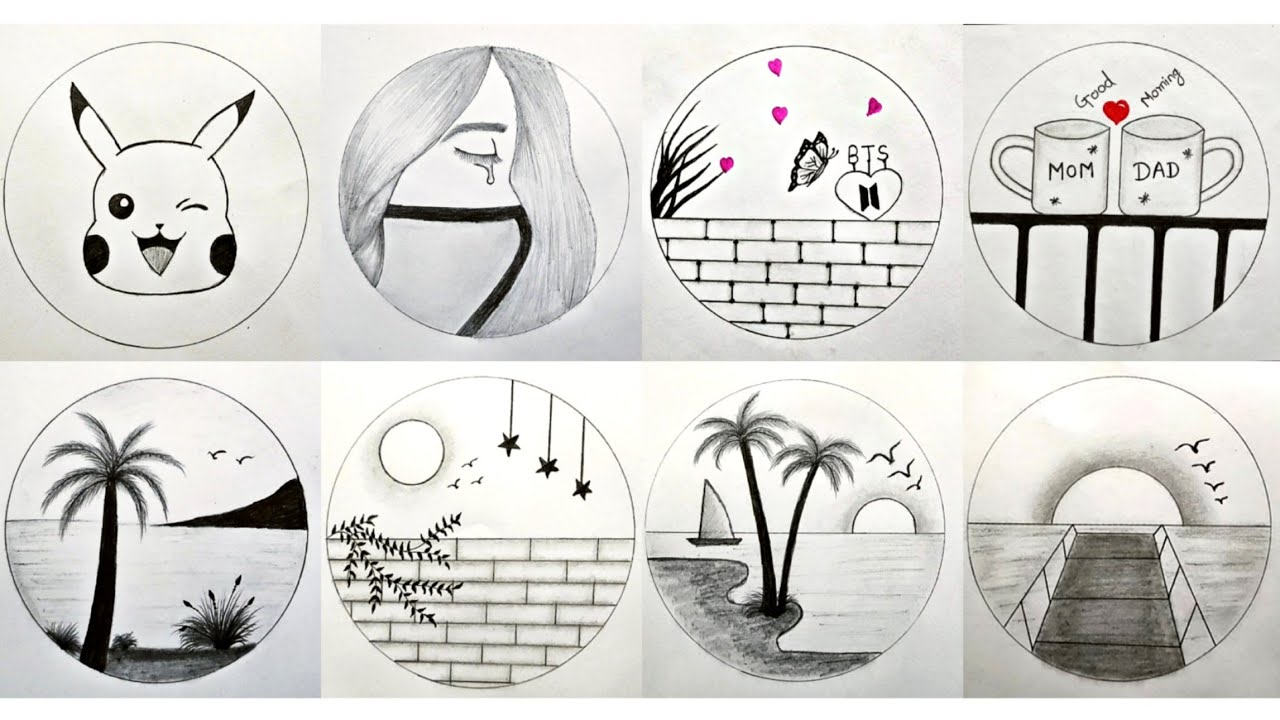 8 Circle Drawing Videos || Easy Circle Scenery Drawing || Drawing Ideas ...