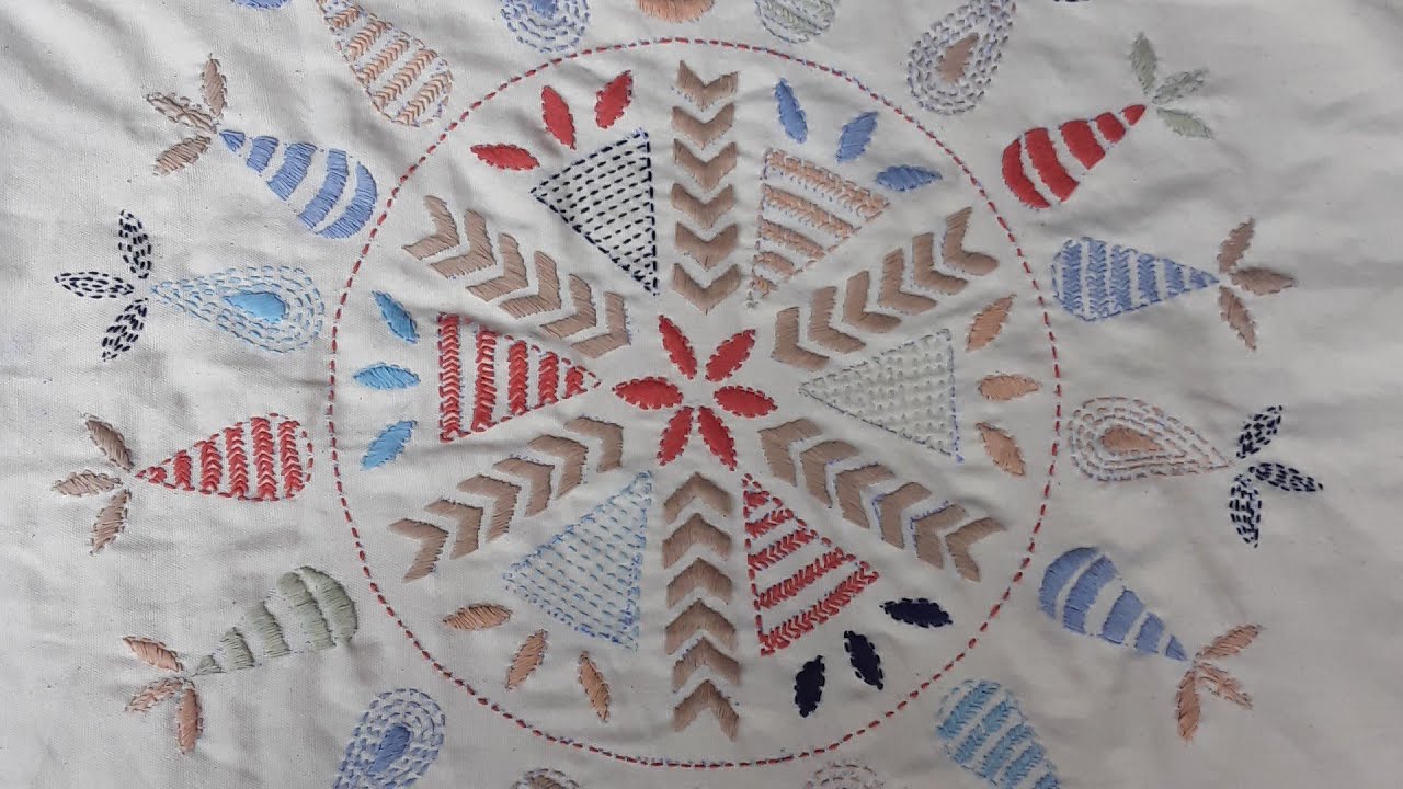 কুশন কভারের ডিজাইন।। Hand Embroidery design on kushan cover. - YouTube