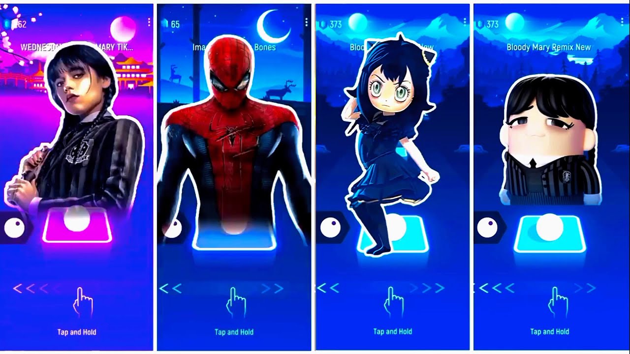 WEDNESDAY ADDAMS VS SPIDERMAN VS WEDNESDAY VS WEDNESDAY SIGMA TILES HOP ...
