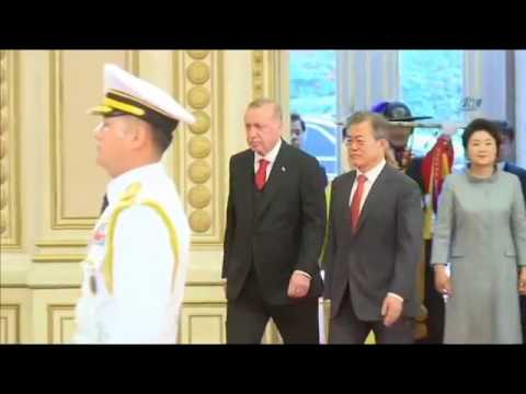 Cumhurbaşkanı Erdoğan Güney Kore'de Resmi Törenle Karşılandı