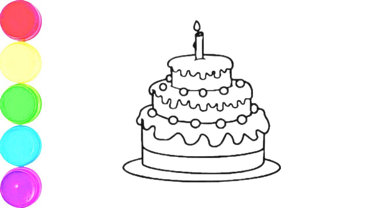 Set Birthday Cakes How to Draw a Birthday Cake - YouTube
