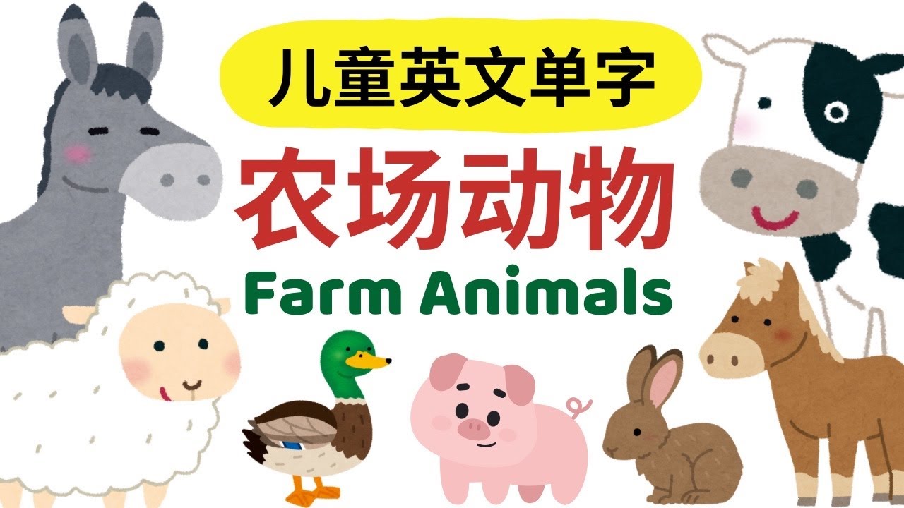 Learn Farm Animals in English & Chinese: Cow, Sheep, ｜幼儿英文单词｜农场动物词汇 ...