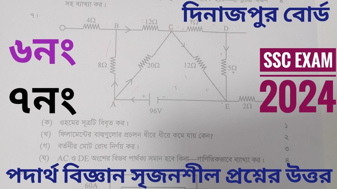 physics CQ answer SSC exam dinajpur board 2024। পদার্থবিজ্ঞান সৃজনশীল ...