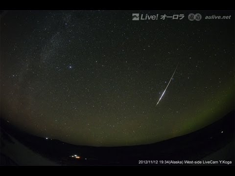 Big shooting star and meteor trail 2012/11/11 21:54 (Alaska) - YouTube