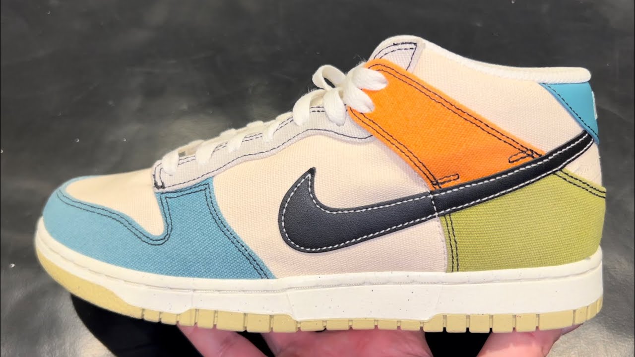 Nike Dunk Mid Pale Ivory Multicolor Shoes - YouTube