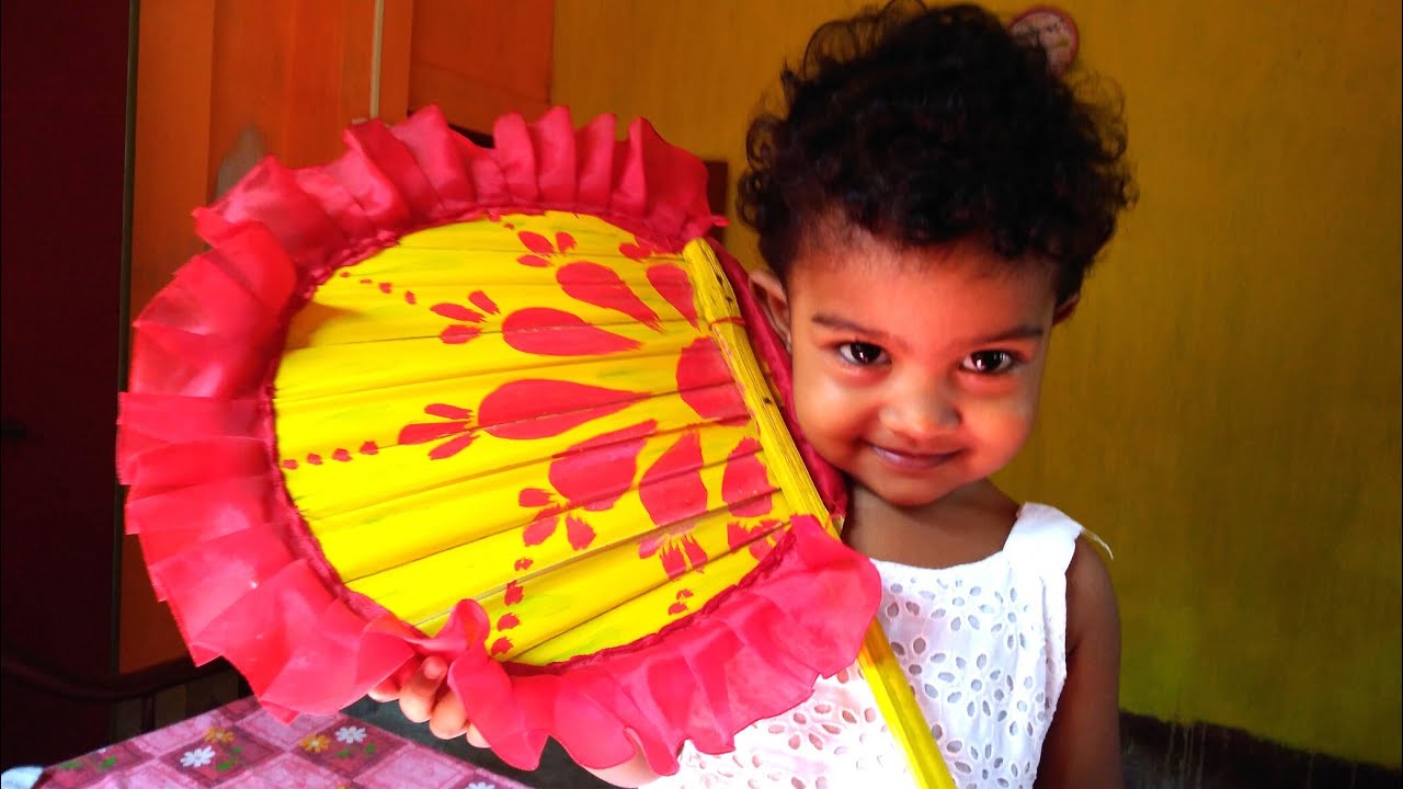 Hand fan decoration || তালপাতার পাখা || Palm leaf fan # DIY #Craft # ...