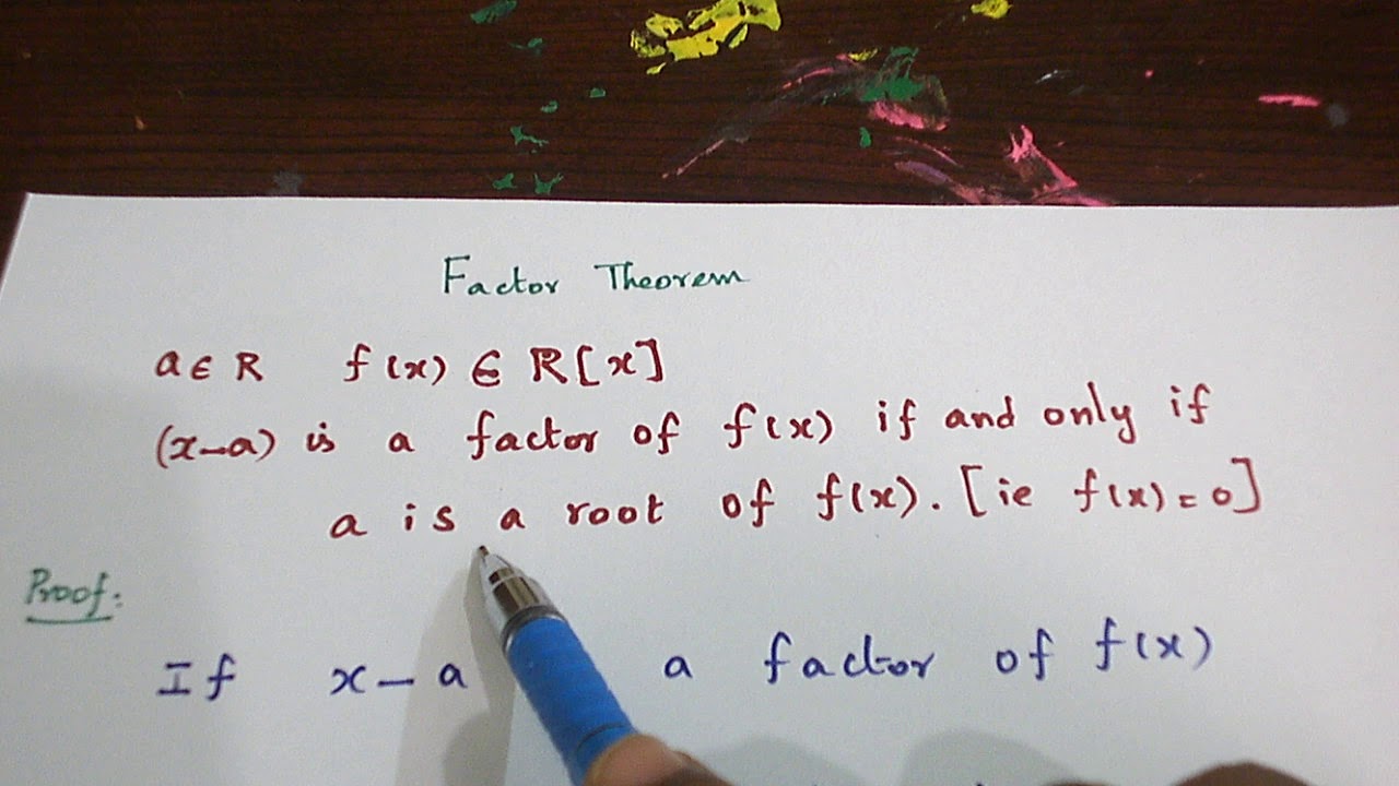 FACTOR THEOREM AND REMAINDER THEOREM - YouTube