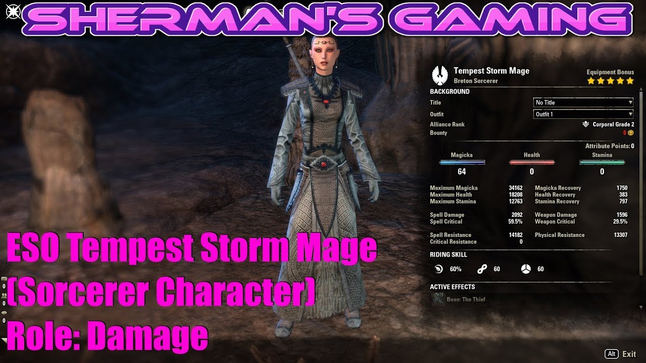 ESO Tempest Storm Mage (Sorcerer Character) Role: Damage - YouTube