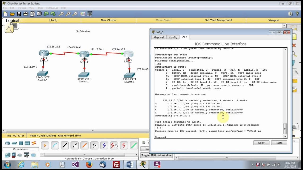 Cisco CCENT Hands On Lab Ch 8 - YouTube