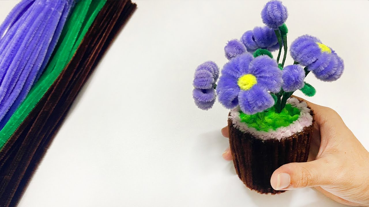 How to make a Cute Mini Pipe cleaner Flower Pot | Làm chậu hoa mini ...