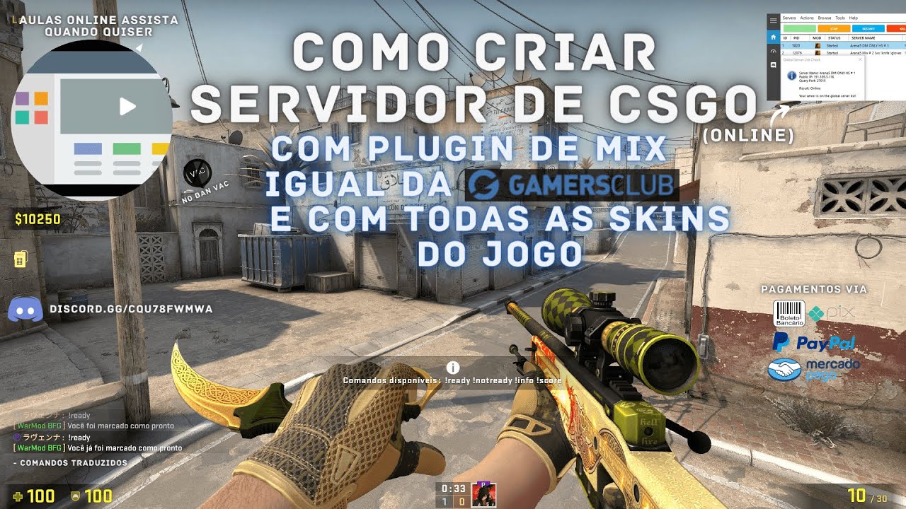 COMO CRIAR SERVIDOR DE CSGO ONLINE COM PLUGIN DE MIX/DM/RETAKE E ...