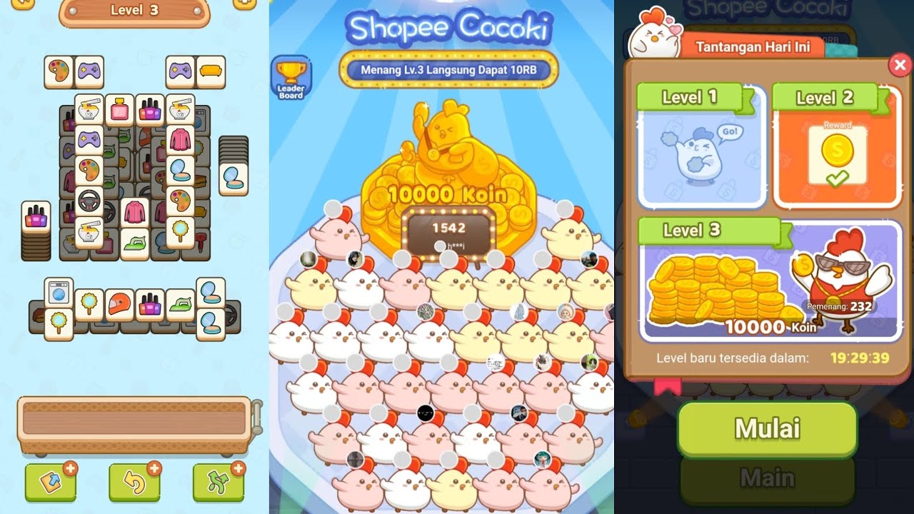 Shopee Game Cocoki Level 3 || Hadiah Koin Shopee 10000 - YouTube