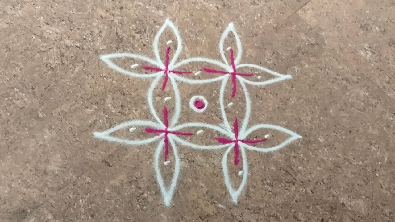 Small rangoli with dots/flower design/flower rangoli/daily rangoli ...