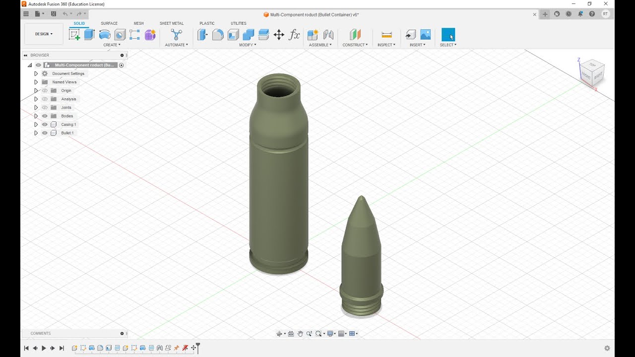 Multi-Component CAD (Bullet Container) - YouTube