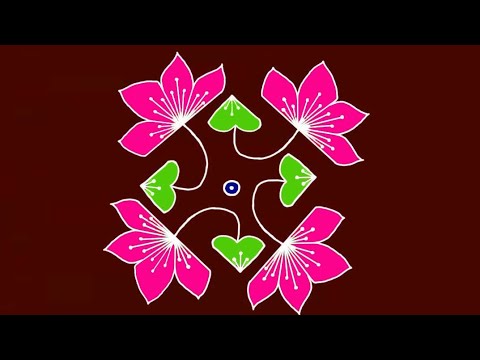 Traditional Daily Tamara puvvu muggu |Simple Lotus Flower Rangoli - YouTube