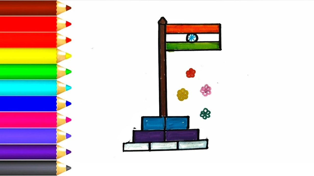 indian flag drawing for kids | step by step easy | art for kids - YouTube
