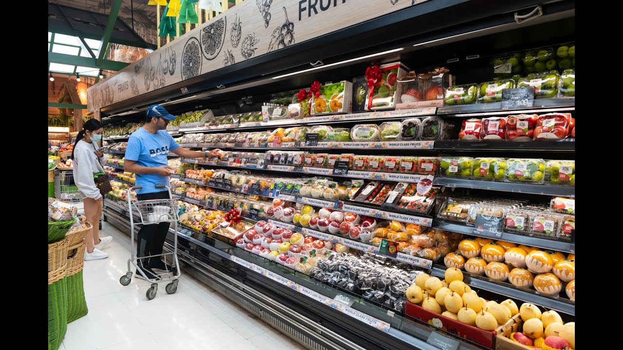 [4K] Walk around "Gourmet Market" most luxury supermarket inside Siam ...