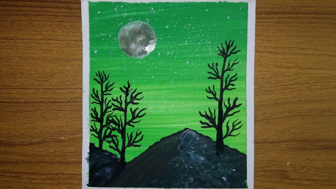 Beautiful green landscape painting for begginers || step by step ...