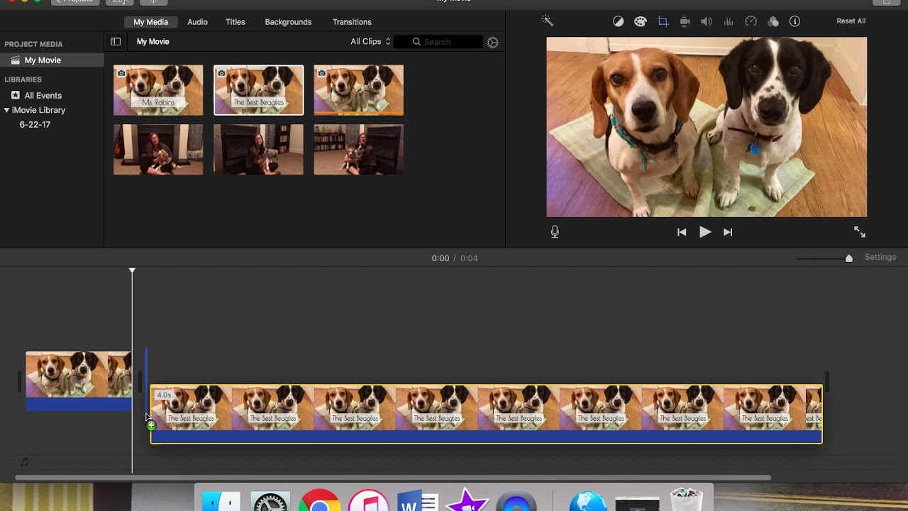 Adding media to timeline in iMovie - YouTube