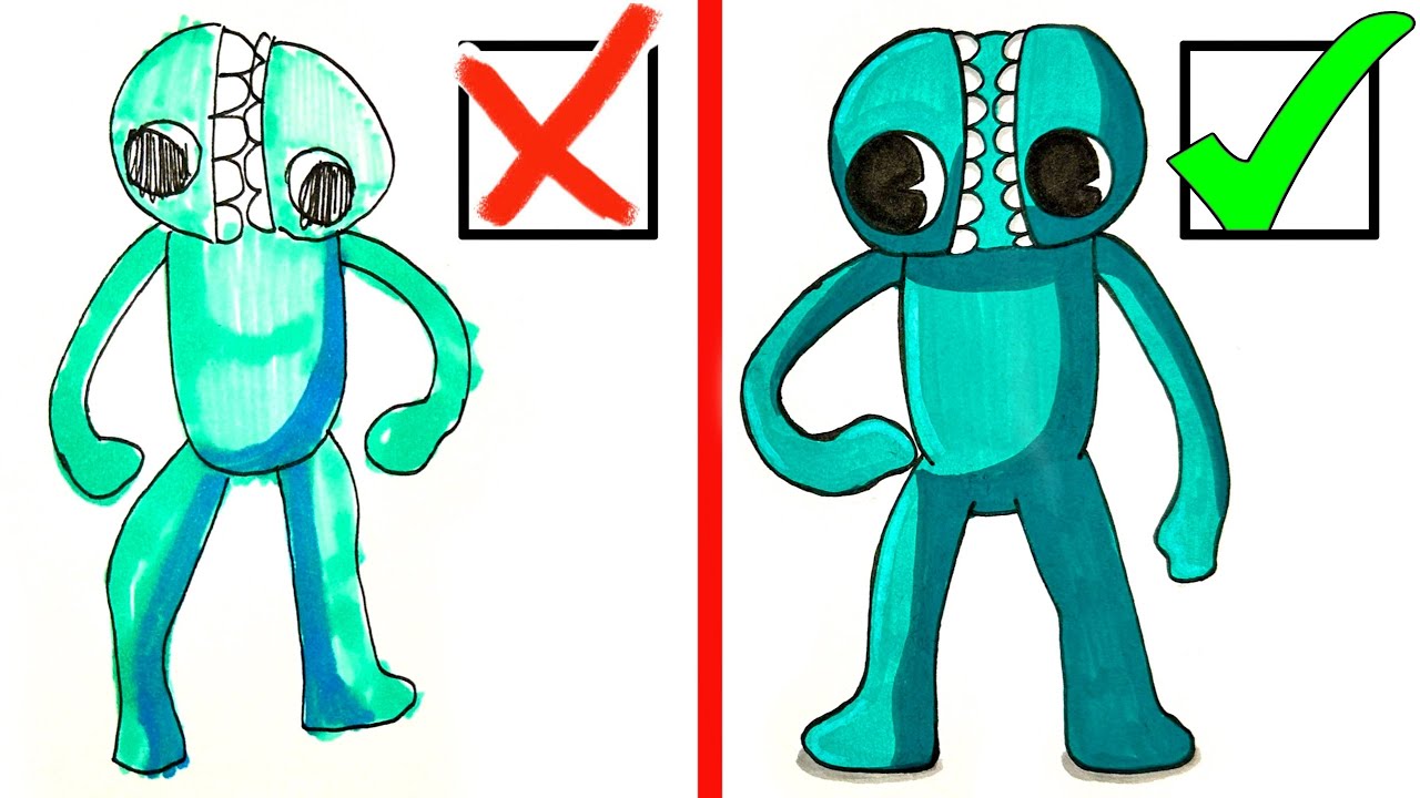 How To Draw Cyan and another characters from Rainbow Friends by Roblox ...