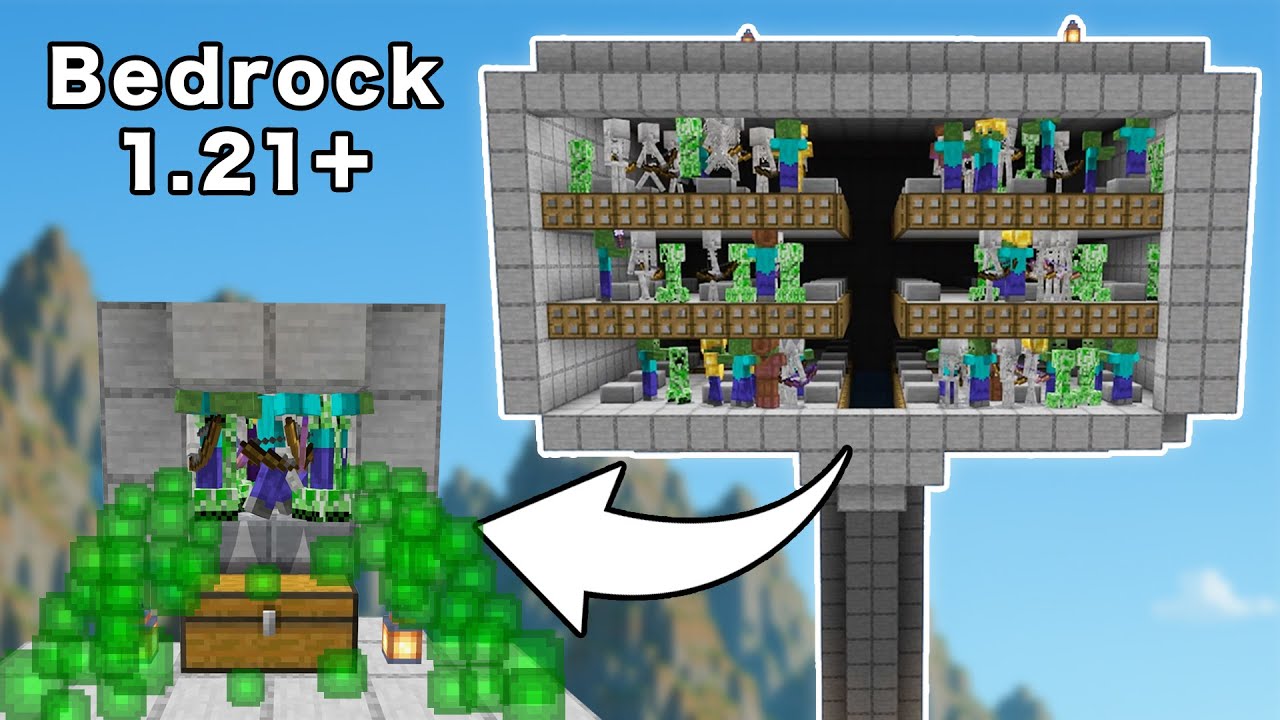 Minecraft Sky Mob Farm – Bedrock 1.21+ (AFK Loot!) - YouTube