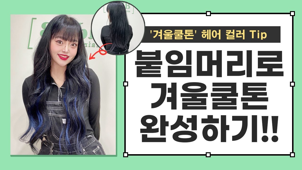 Sub 에드비 붙임머리 피스 염색 후 겨울쿨톤 포인트붙임머리 어떤느낌일까ㅣ아이돌이 자주하는 투톤붙임머리 스타일링 따라하기