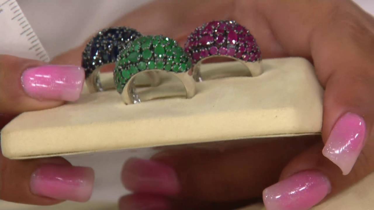 Ruby, Emerald or Sapphire Bold Sterling Silver Ring or Cuff on QVC ...