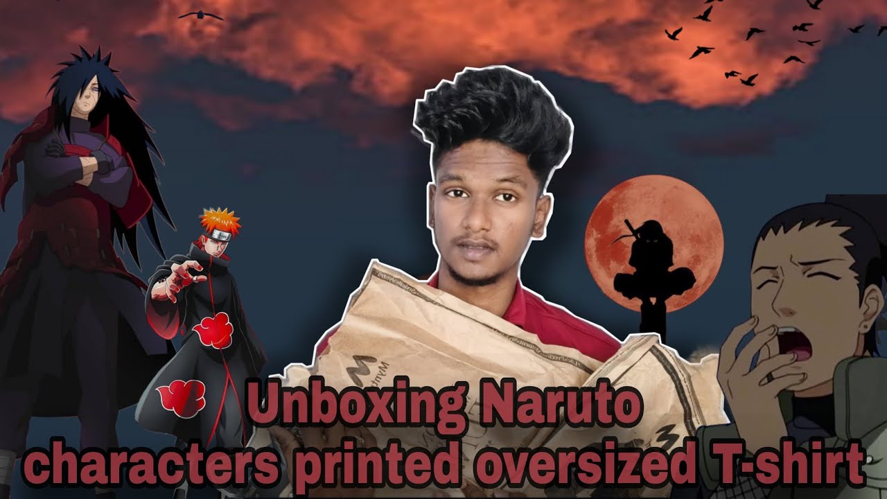 Naruto anime characters printed oversized drop shoulder t-shirt ...