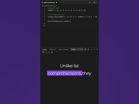 Python Set Comprehensions for Concise Sets #coding #programming #python - YouTube