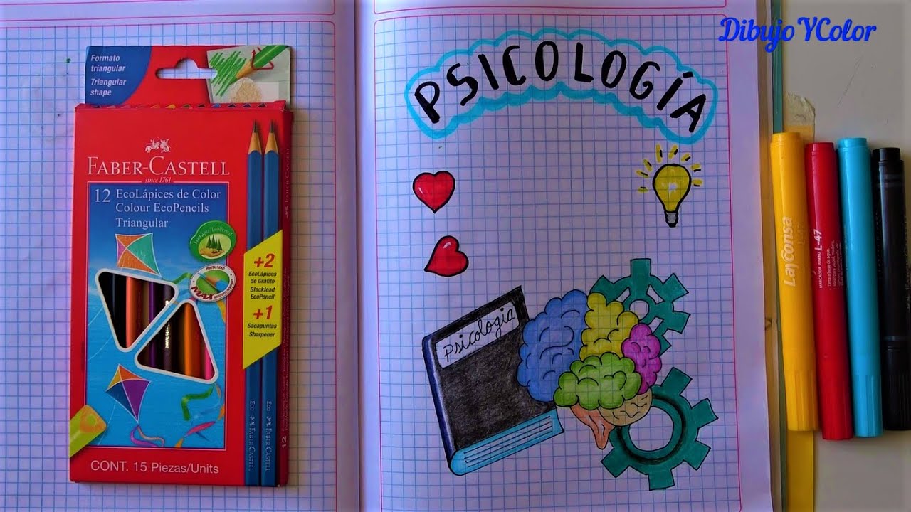 Como dibujar una CARÁTULA de PSICOLOGÍA muy fácil / PORTADAS / TÍTULOS ...