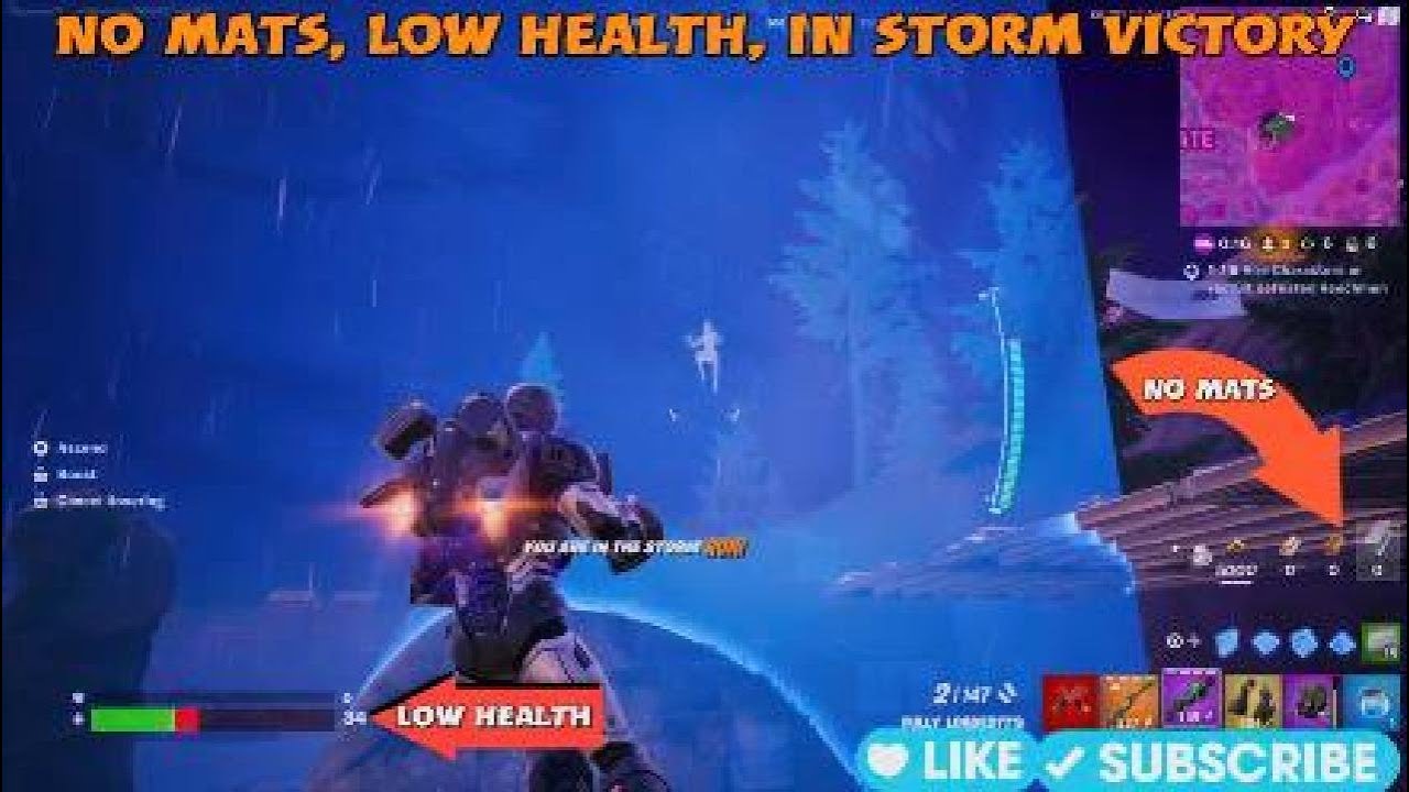 No mats, low health, in the storm victory - Fortnite - YouTube