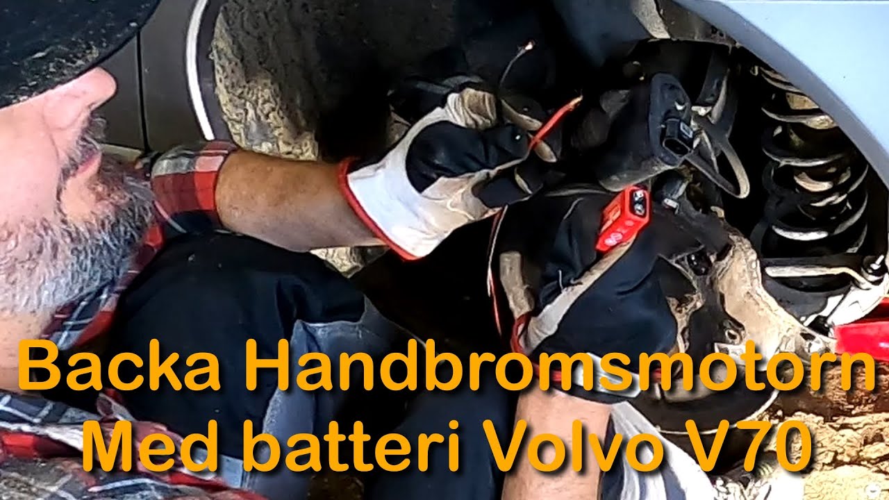 Köra tillbaks handbromsmotorn på en volvo V70 med ett 9 volts batteri ...
